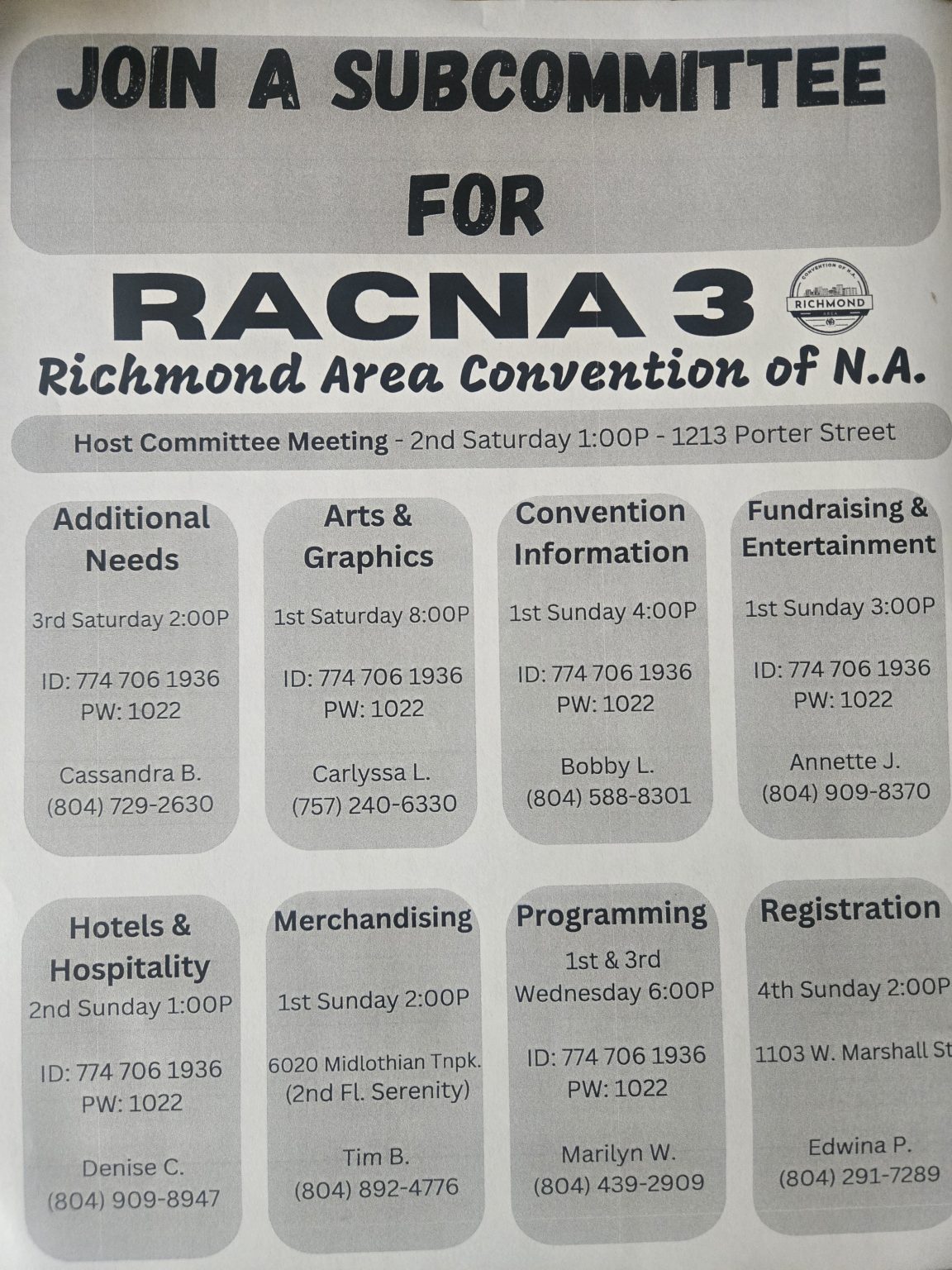 RACNA 3 Subcommittees – RVANA.ORG